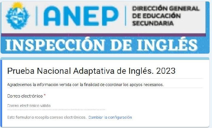 FORMULARIO - Prueba Nacional Adaptativa de Inglés. 2023 :: Inspección ...